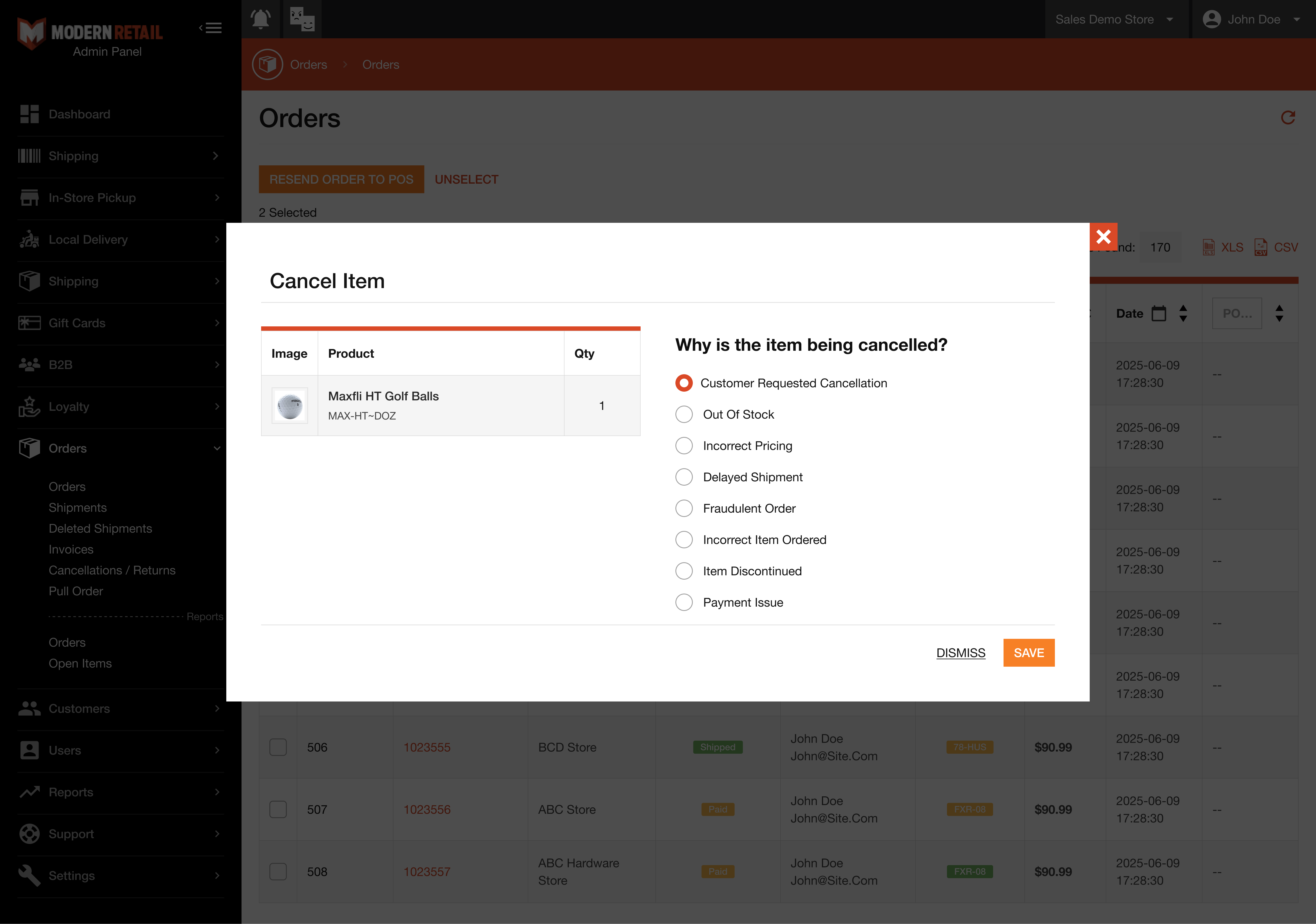Assigning a Cancellation/Return Reason – Help & Resource Center